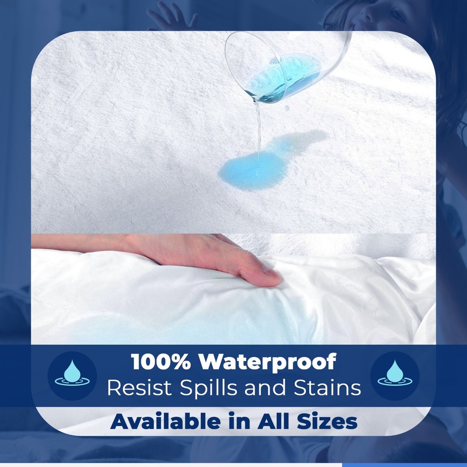 100% Waterproof Mattress Cotton white Protector , Stretchable Queen Size . | eBay