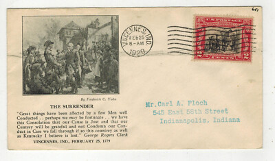 1929 OLD FDC GEORGE ROGERS CLARK VINCENNES INDIANA 651-2 SHOCKLEY THE SURRENDER | eBay