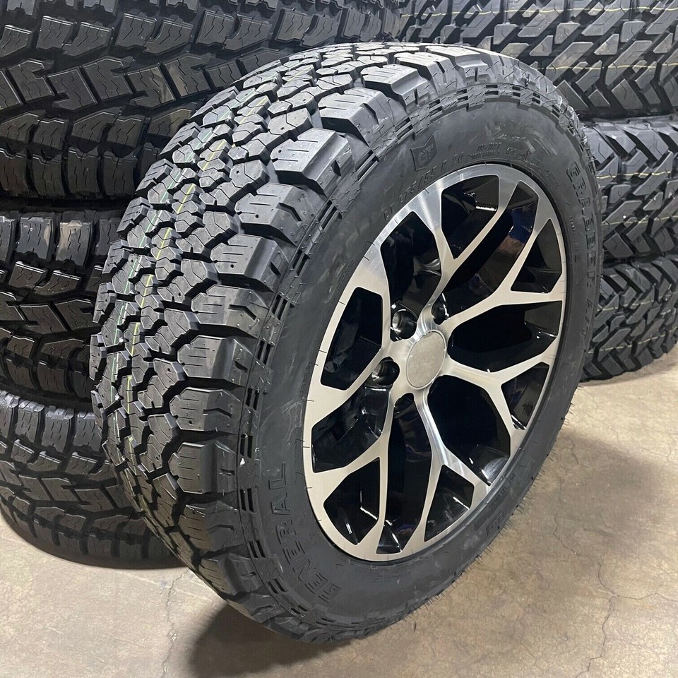 4 20x9 OE Snowflake Reps Wheels 32" General ATX Tires 6x5.5 Chevy ...