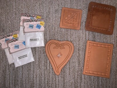 USED: 3 Stampin Up! & 1 Cotton Press Paper Molds with 4 Paper Additives ...