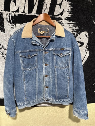Vintage Men’s Wrangler Button Up Denim Jacket Blanket Lined Size 42 L ...