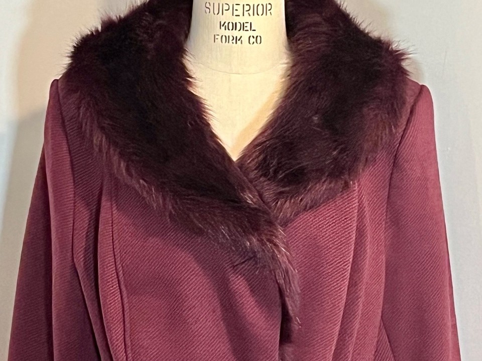 City Chic Women's Bordeaux Make me Blush Coat Plus Size 18 Faux Fur ...