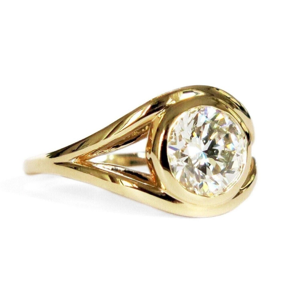 Solitaire 1.22Ct Round Cut Simulated Diamond Wedding Ring 925 Sterling ...