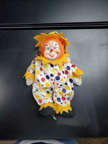 Vintage RUSHTON Clown Doll Star Creation Stuffed Plush Toy Rubber Face ...