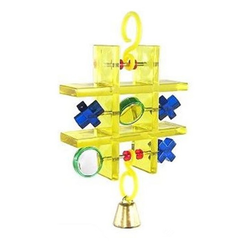TIC TAC TOE BUDGIE BIRD TOY WITH MOVEABLE MIRRORS AND SHAPES HOOKS TO ...