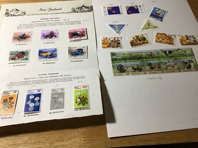 Used stamp sets New Zealand 1972 Cars Flowers 1995 maps sports Rugby ...