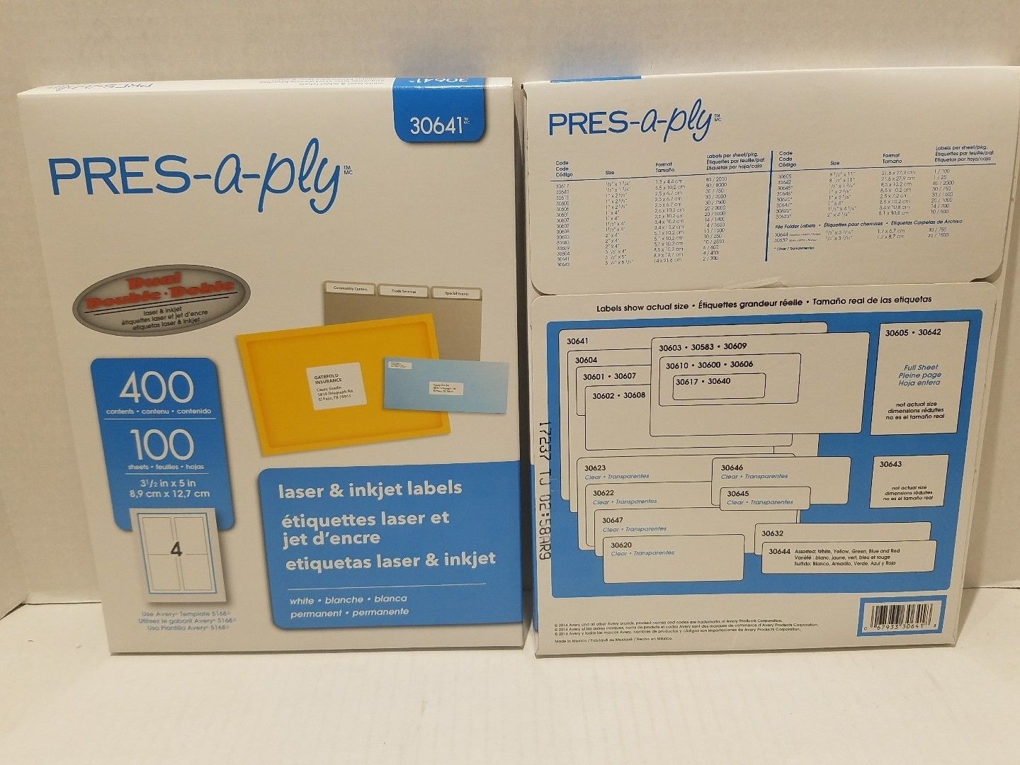 Pres-a-ply Laser & Inkjet Shipping Labels - 30641 - BX 100 Sheets - Lot ...