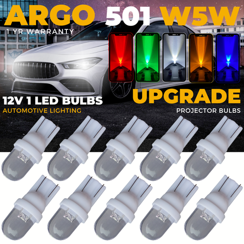 501 T10 Led White Side Light Bulbs W5w Amber Red Green Interior Car ...