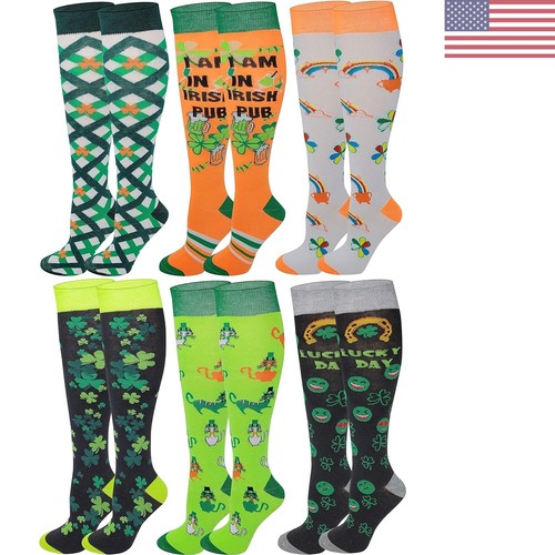 Stylish Patterned Knee-High Socks - 6 Pairs Colorful Women's Sock ...