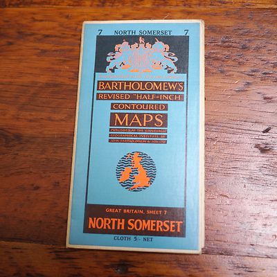 1963 Bartholomew UK Great Britain NORTH SOMERSET Contoured Cloth Fold ...