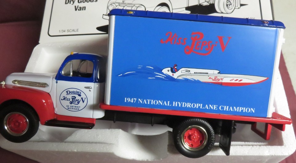 MISS PEPSI V RACE BOAT, 1/34 FIRST GEAR 1951 FORD F-6 DRY GOODS VAN NIB ...