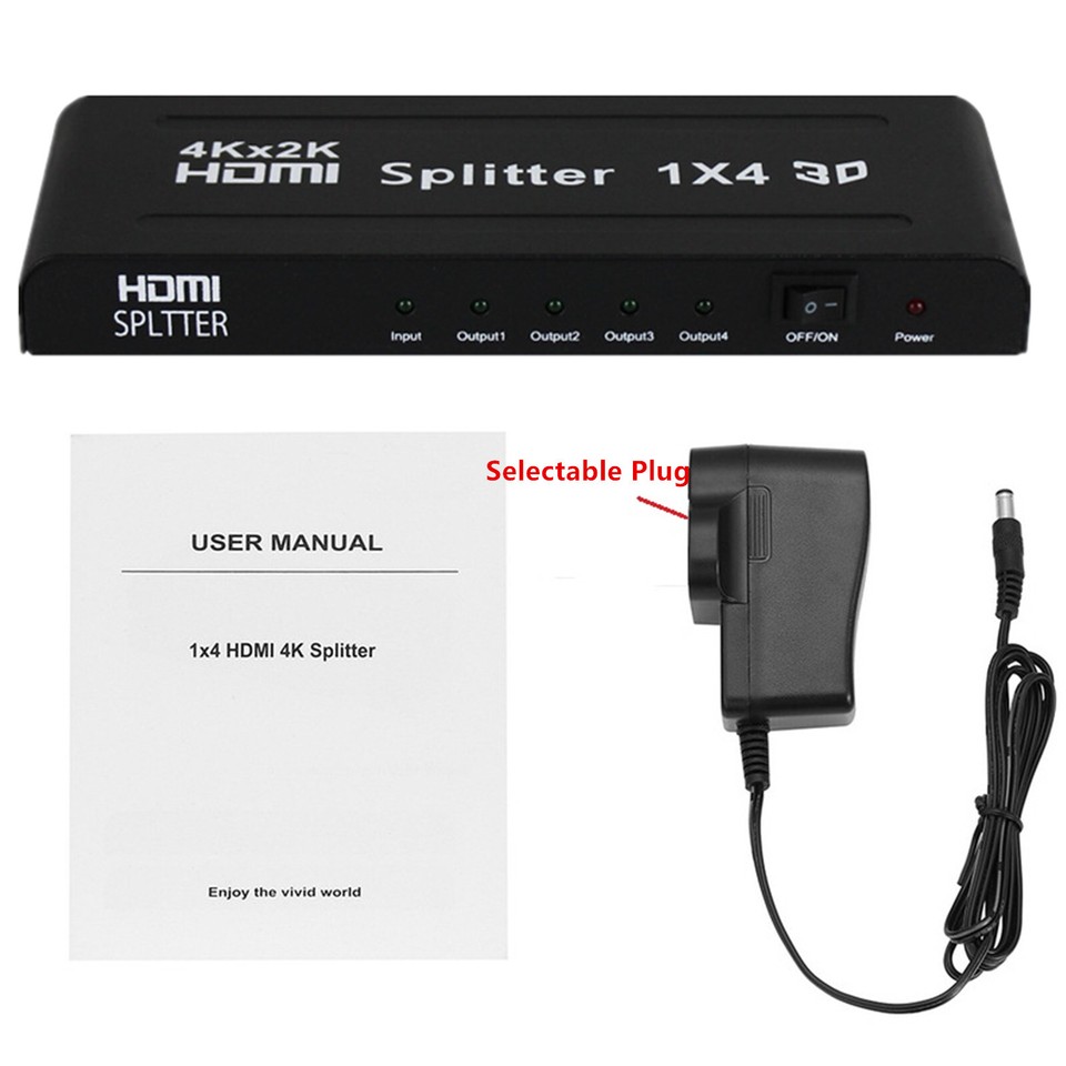 4K 30hz 1 in 4 out HDMI Splitter Repeater Full HD 1080P Display Mirror ...
