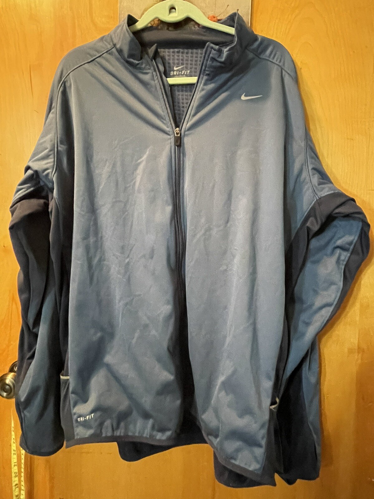 NIKE DRI FIT 2X mens jacket Sweater ZIP FRONT Pockets Blue Activewear ...