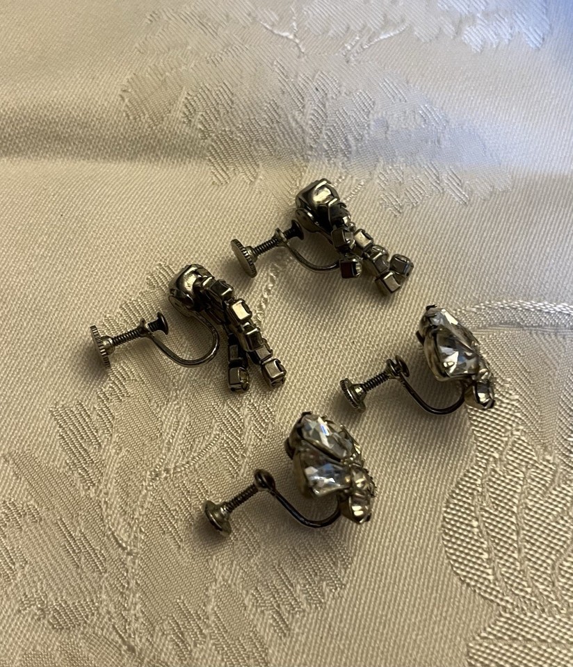 2 Pairs Of Vintage Sparkling Costume Earrings With Screw Backs | eBay