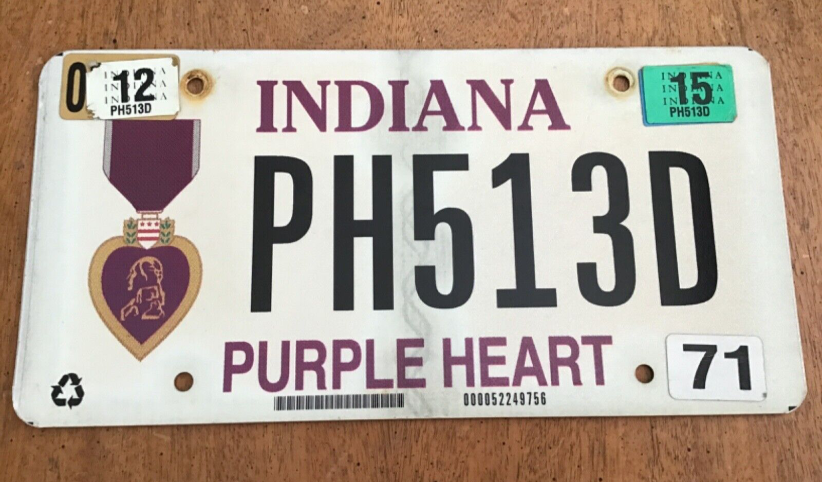 2015 Indiana Purple Heart License Plate Tag | eBay