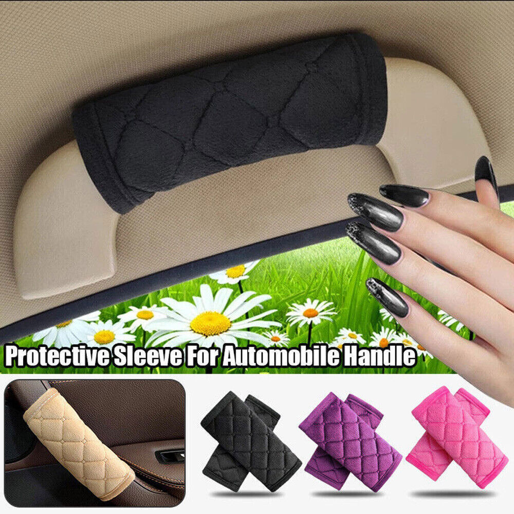2pcs Soft Plush Armrest Handle Protector Car Door Handle Cover Roof ...