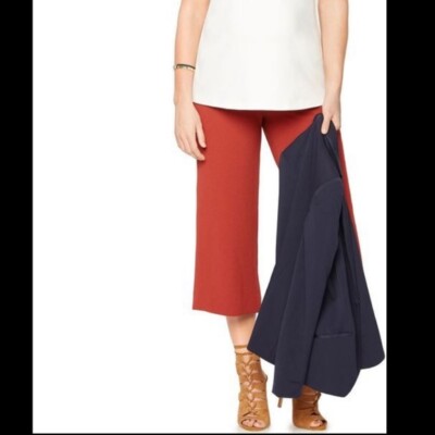 A Pea in the Pod Maternity Pants Secret Fit Belly Crepe Culotte Red ...