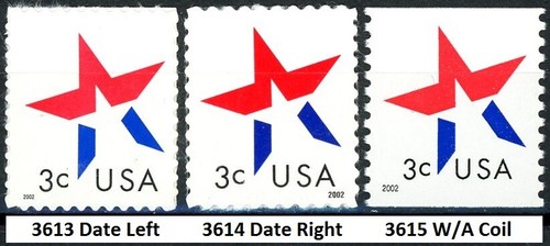 3 Cent Star Complete Set of 3 MNH Stamps Scott's 3613 3614 & 3615 ~ | eBay
