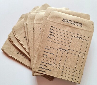 Wage Payslip Envelopes Packets Printed 100 x 110 mm gummed | eBay