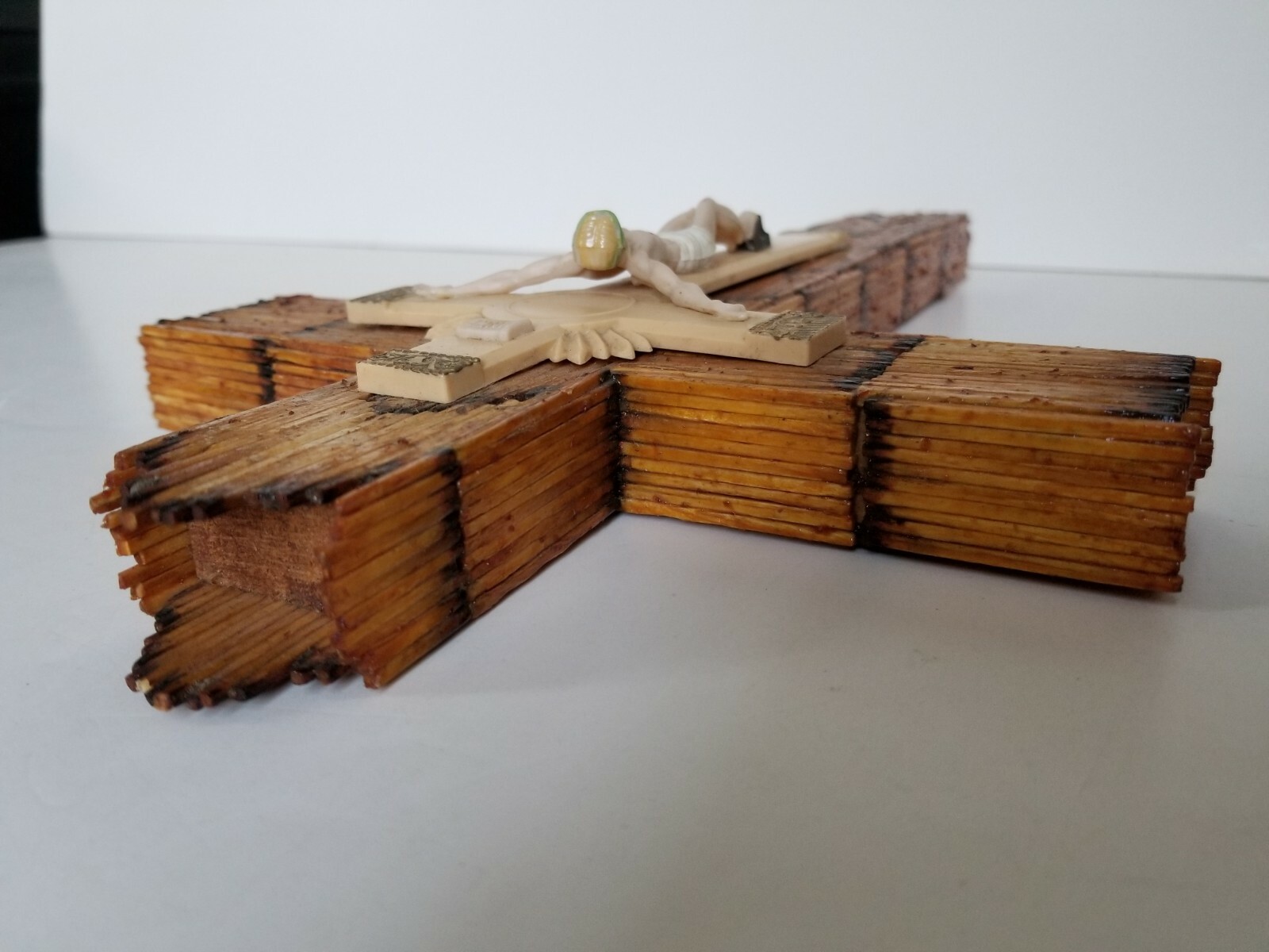 Original Prison Art crucifix made of burnt matches with Christ. Unique ...