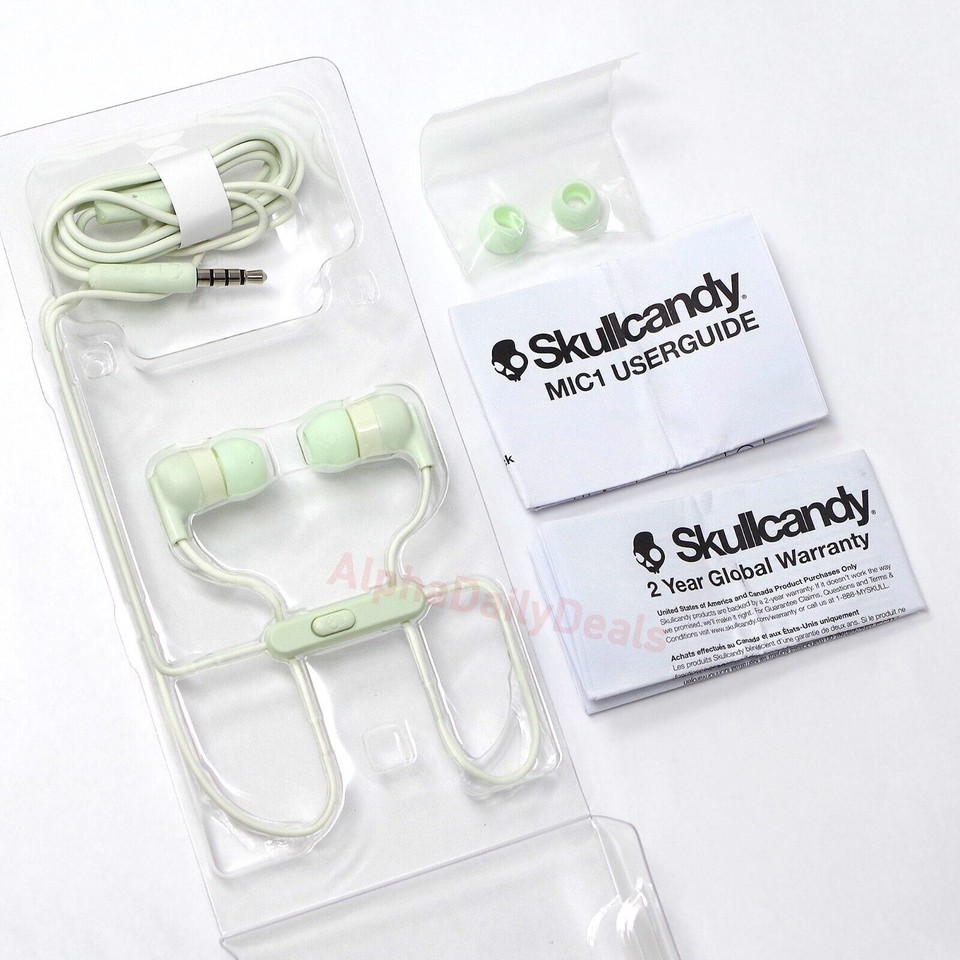 NEW Skullcandy Ink'd+ Wired Android Earbuds with Mic 3.5mm Green Sage ...