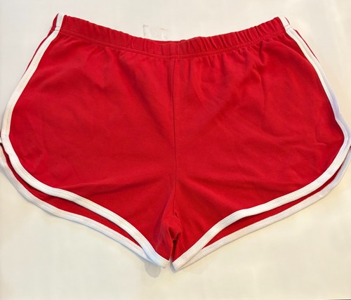 American Apparel Women’s Interlock Running Shorts - Red with White Trim ...