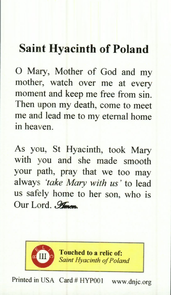 *Religious Holy Card-"Saint Hyacinth of Poland" *{K8}- | eBay