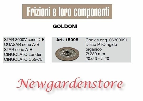 Disc Pto 15998 Rigid Clutch Tractor Goldoni Star Quasar Crawler 20x23 ...