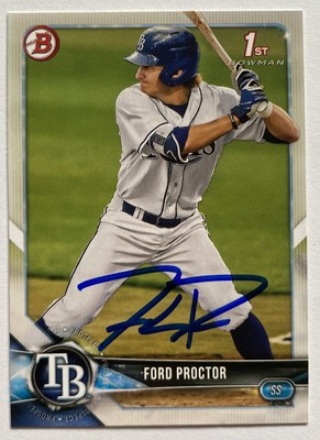 FORD PROCTOR RC SIGNED IP 1ST 2018 BOWMAN DRAFT BD-105 BLUE ROOKIE AUTO ...