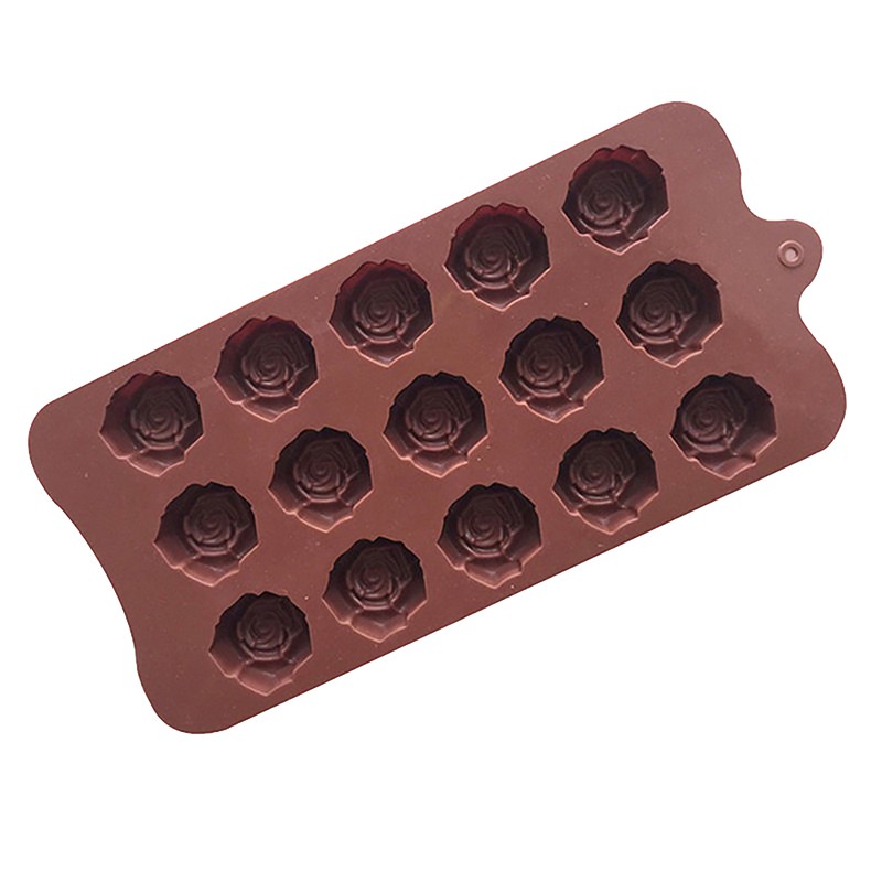 1Pc 15 Cavity Rose Shape Silicone Mould DIY Flower Chocolate Cake Soap ...