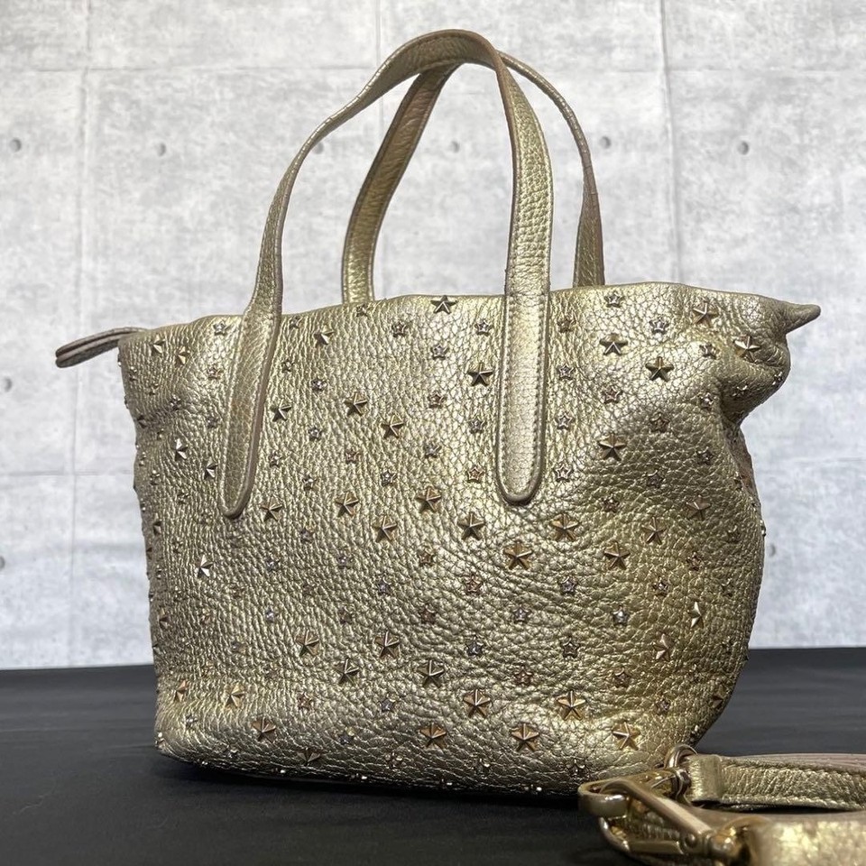 Borsa a 2 vie JIMMY CHOO MINISARA in pelle dorata | eBay