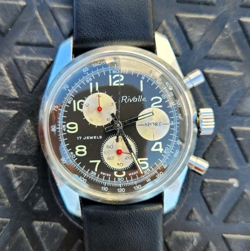 Vtg Rivalle Sport Chronograph Men's 36mm Watch 17J EB 8420-74 ...