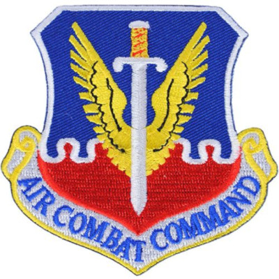 UNITED STATES AIR FORCE "AIR COMBAT COMMAND" PATCH 3" x 3" BLUE LETTERS ...