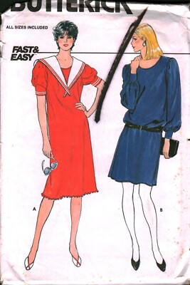 4793 Vintage Butterick SEWING Pattern Misses 1980s Loose Fitting Dress ...