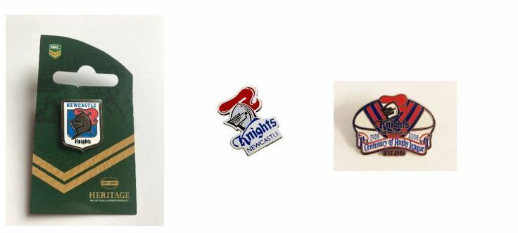 SET OF 3 NEWCASTLE KNIGHTS HERITAGE LOGO PIN, CENTENARY PIN & MASCOT ...