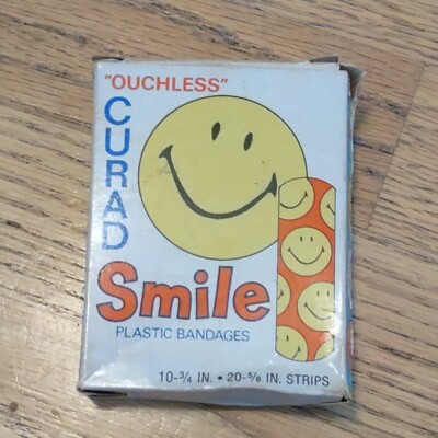 VINTAGE CURAD OUCH LESS SMILE BANDAGES BOX ONLY GREAT LOOK | eBay