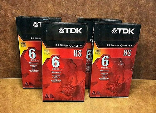 (4) TDK Premium Quality HS VHS Videocassettes 6 Hours T-120 ~ BRAND NEW ...