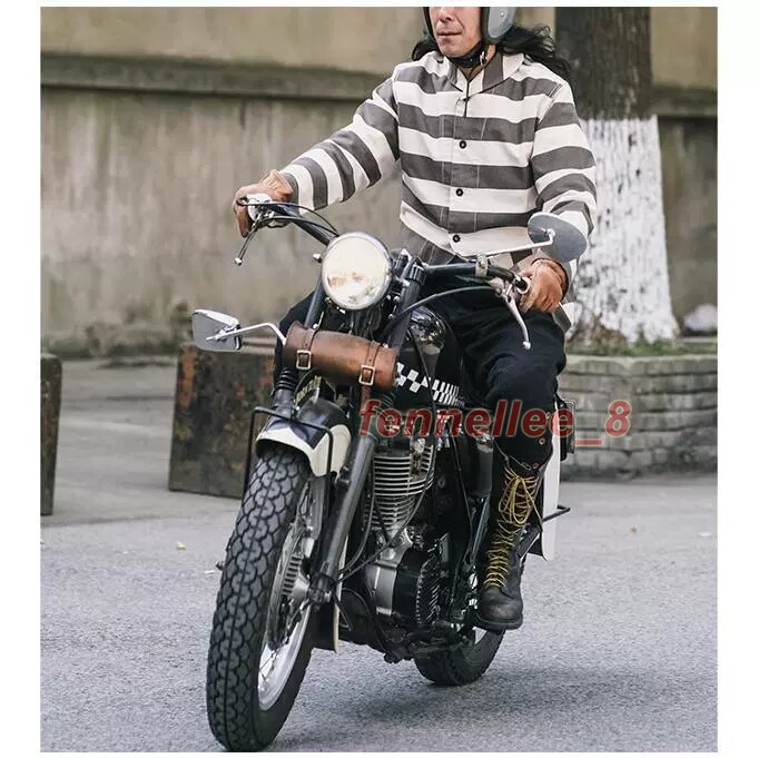 NON STOCK Retro Men's Prison Stripe Shawl Collar Jacket Motorcycle ...