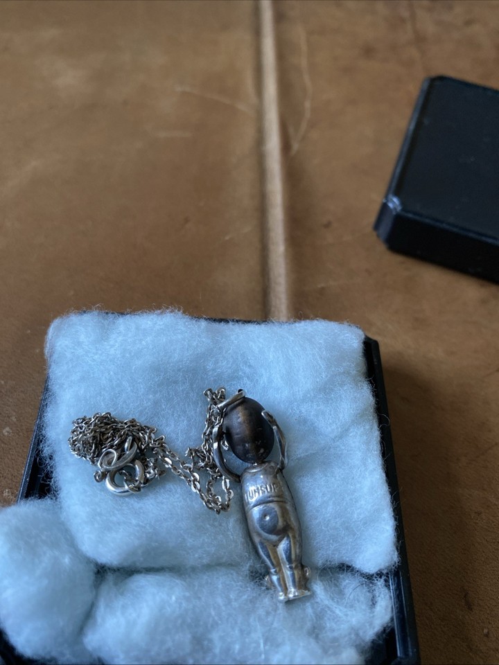 Antique Silver WW1 Fums Up Touchwood Sweetheart Cherub Necklace,lucky ...