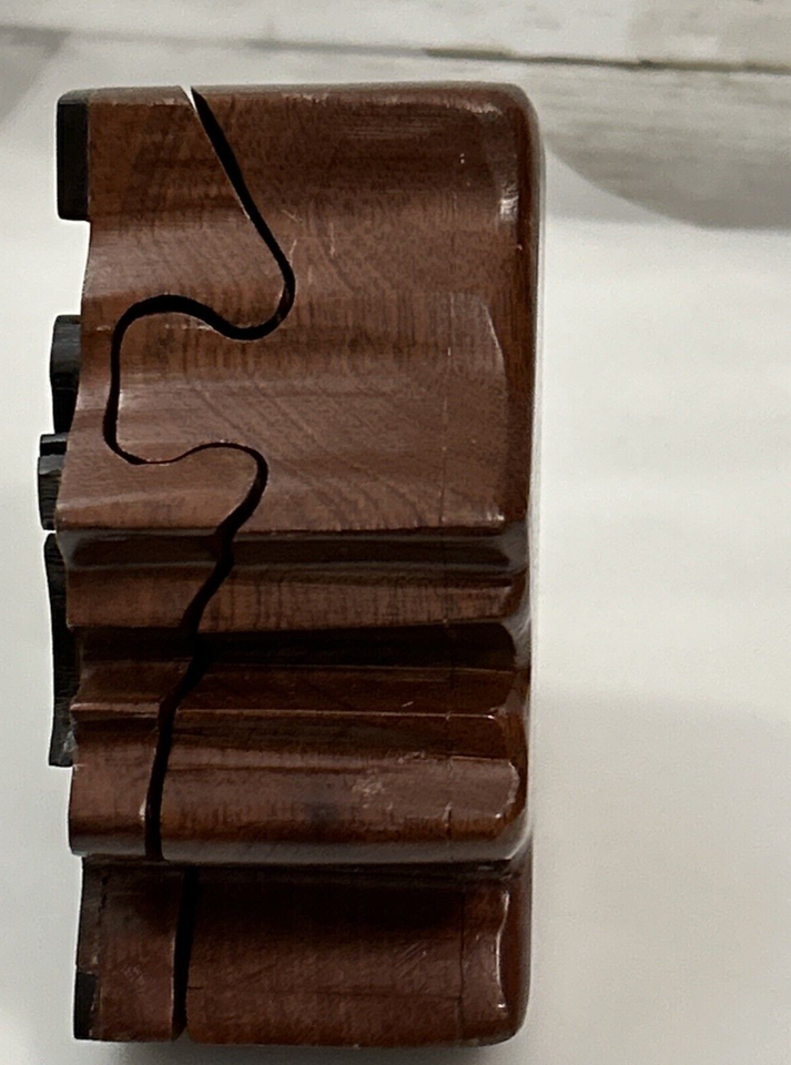 Vintage FSU Seminole Head Indian Hand Carved Secret Wooden Puzzle Box ...