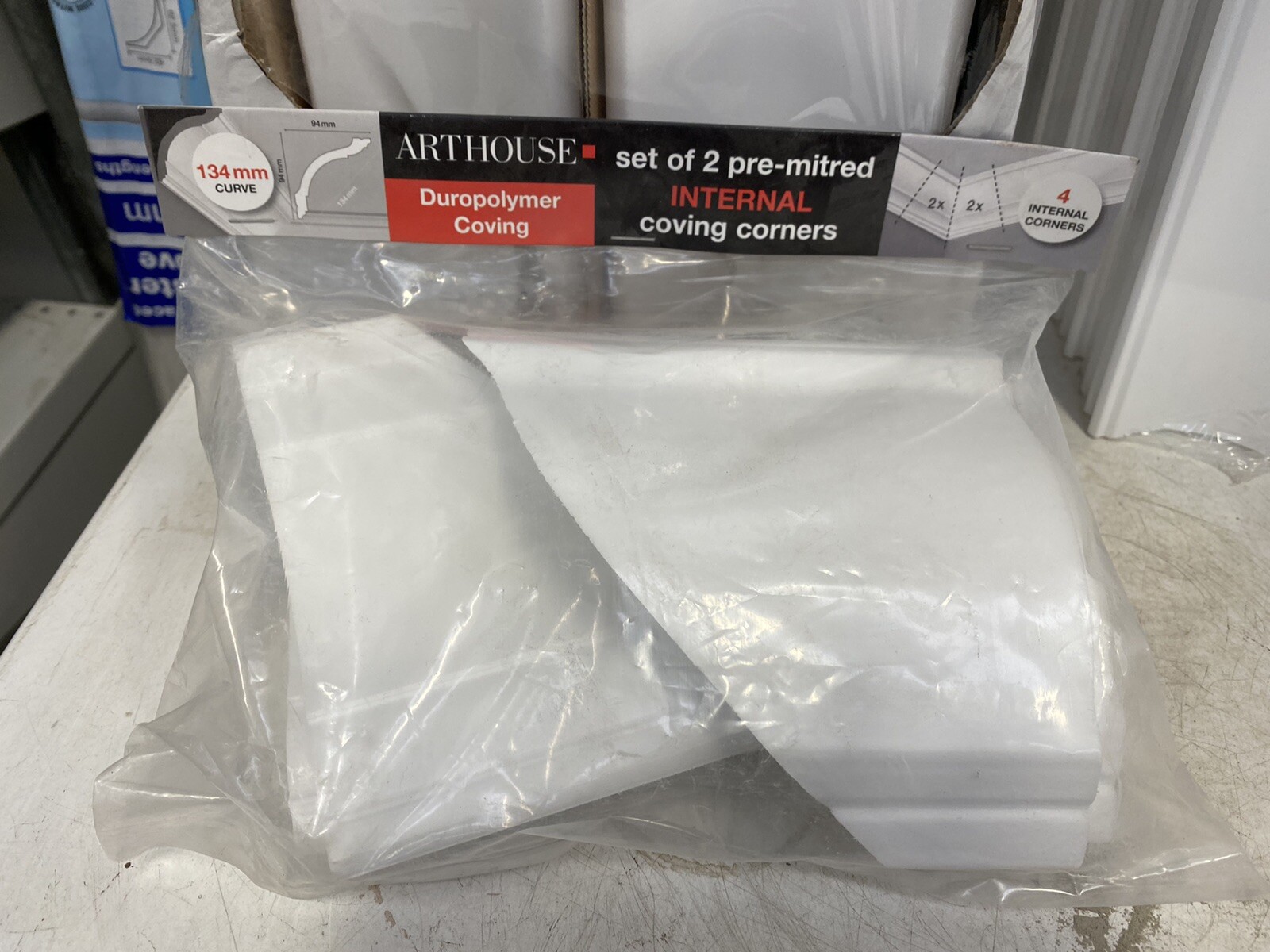 Brand new 134mm curve Arthouse Duropolymer Internal Coving Corners ...