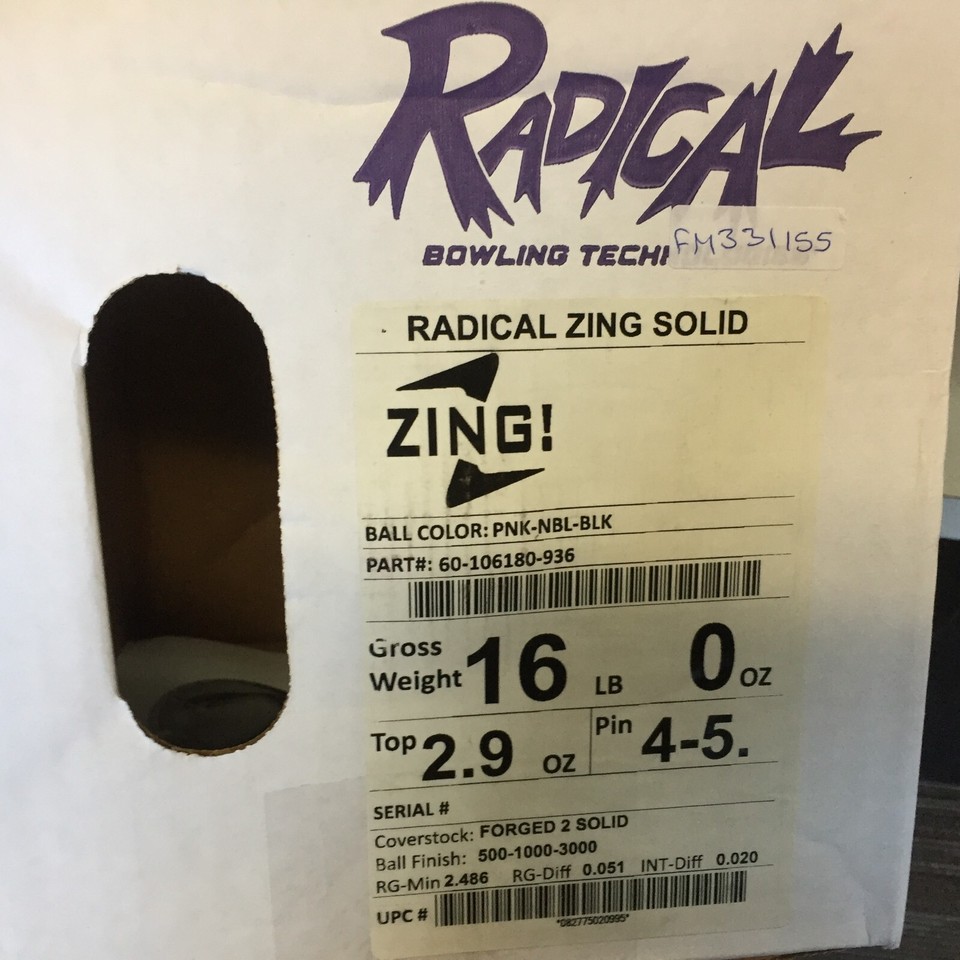 Radical Zing bowling ball 16 LB. 1ST QUALITY NEW IN BOX!! #155 | eBay