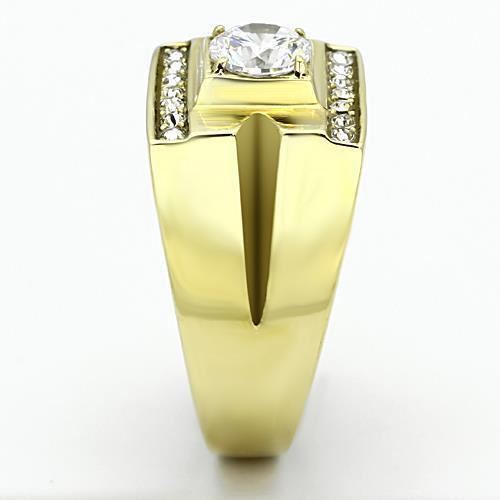 Mens gold ring 2.50carat solitaire accents signet steel 18kt bling mans ...