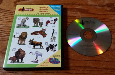 Amazing Designs Embroidery Solutions Realistic Animals Jumbo (PC CD-ROM ...