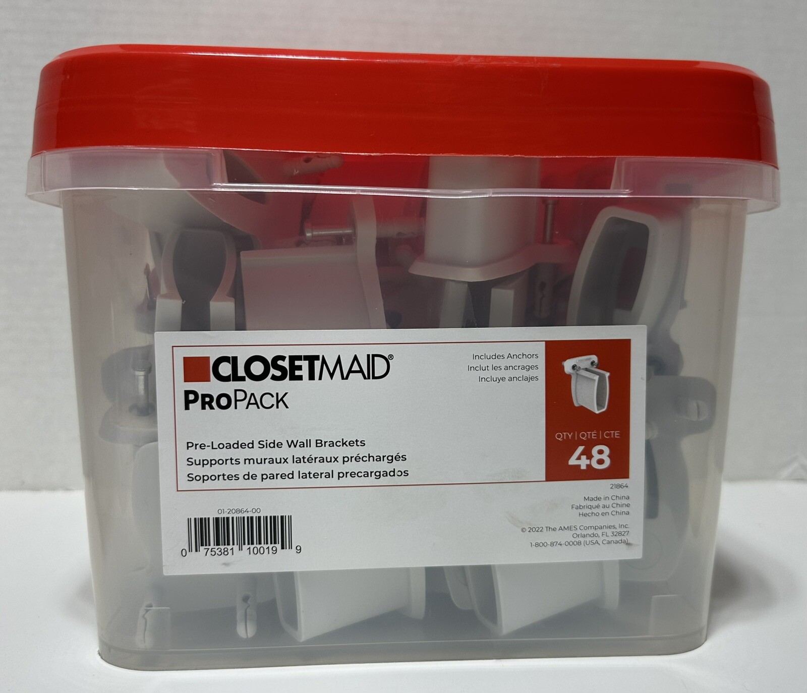 48 Pack ClosetMaid Pre-Loaded Side Wall Bracket for Wire Shelving ...