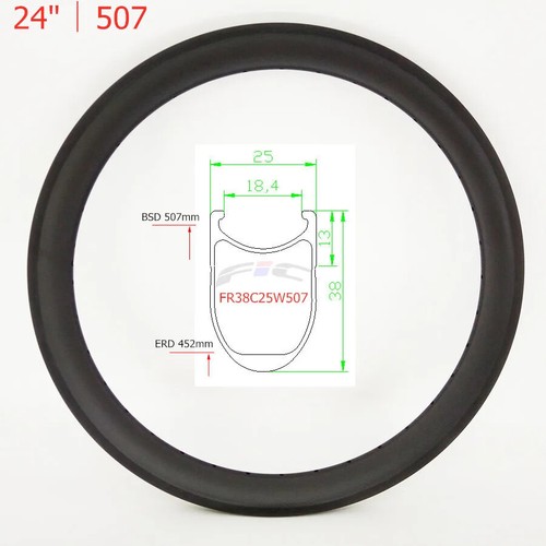 24 Inch Carbon Clincher Rim V Brake Disc Brake 25mm Wide 38mm Depth ...