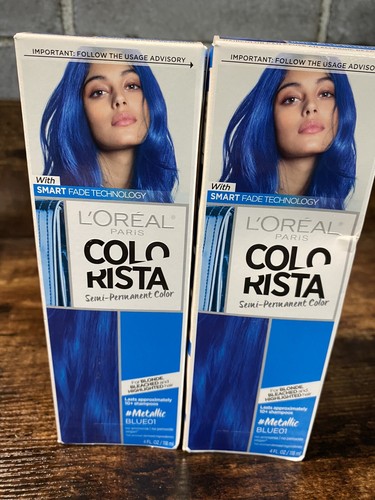 2 L'Oréal Hair Color Metallic Blue 01 • Colorista Semi Permanent Color ...
