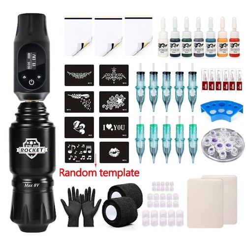 Wireless Tattoo Kit Complete Mini Rotary Pen LED Tattoo Power Supply ...