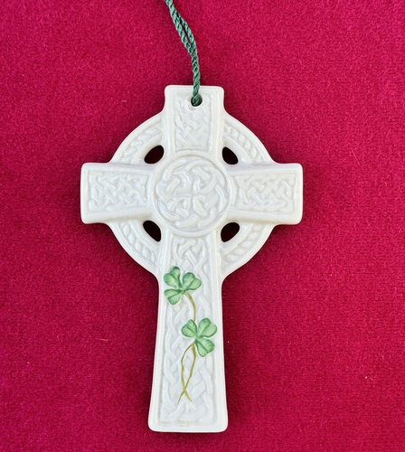 Vintage Belleek Christmas Ornament ST. KIERAN'S CROSS Celtic Knot ...
