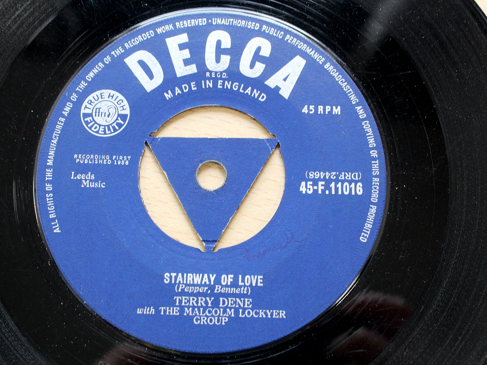 Terry Dene With The Malcolm Lockyer Group/Stairway Of Love/1958 Decca 7 ...